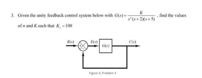Solved 3 Given The Unity Feedback Control System Below With 3284