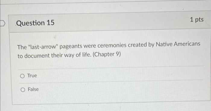 The "last-arrow" pageants were ceremonies created by | Chegg.com
