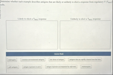 Solved Determine whether each example describes antigens | Chegg.com