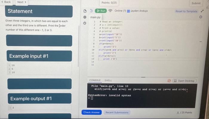 Solved Given three integers, in which two are equal to each | Chegg.com