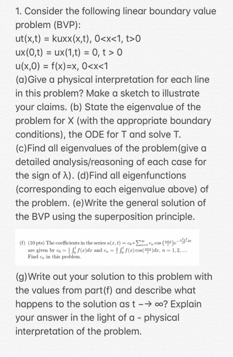 Solved 1. Consider the following linear boundary value | Chegg.com