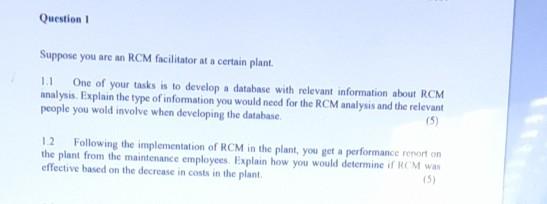 Solved Question 1 Suppose you are an RCM facilitator at a | Chegg.com