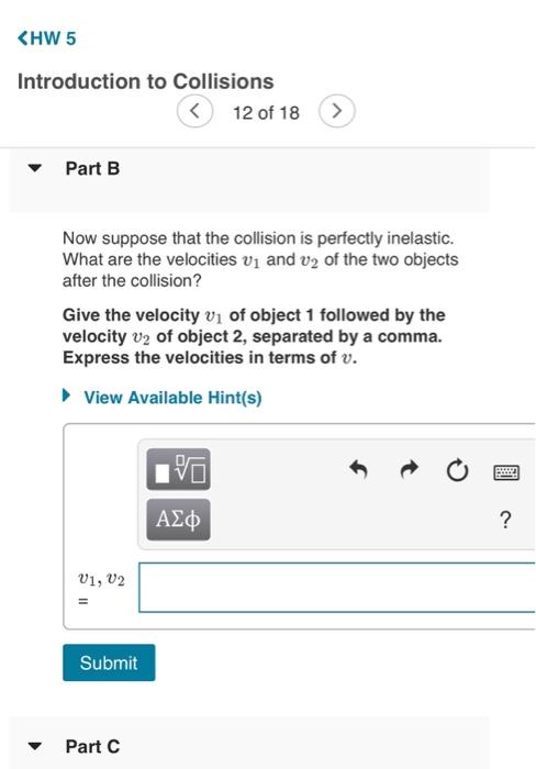 Solved Let Two Objects Of Equal Mass M Collide Object 1 Has