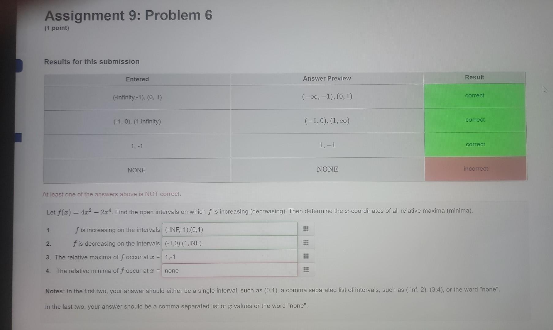 Solved Assignment 9: Problem 6 (1 point) Results for this | Chegg.com Solved Assignment 9: Problem 6 (1 point) Results for this | Chegg.com