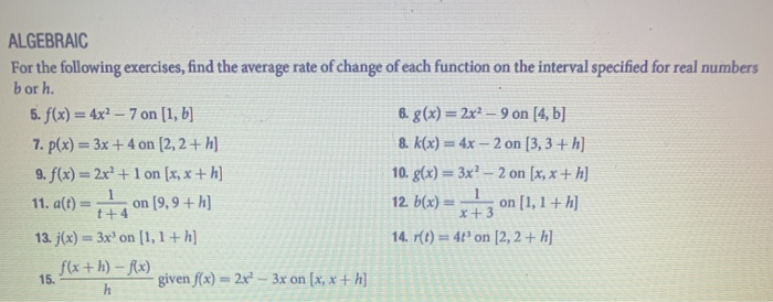Solved ALGEBRAIC For the following exercises, find the | Chegg.com