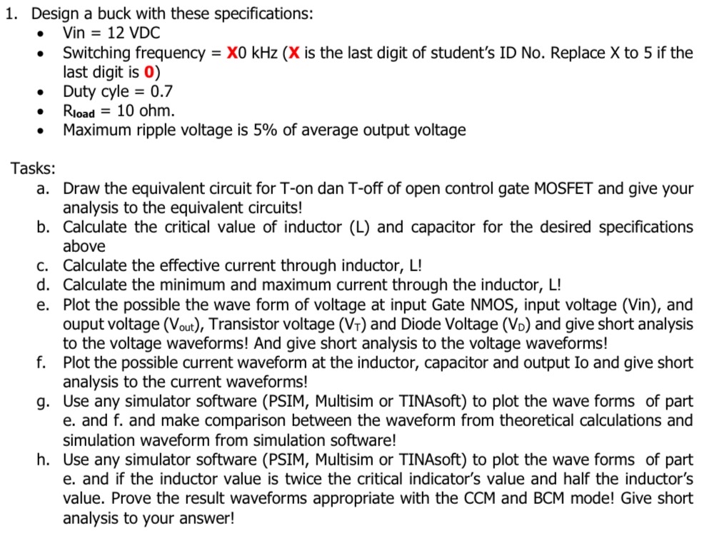 Solved (My last digit number is 1).Design a buck with these | Chegg.com