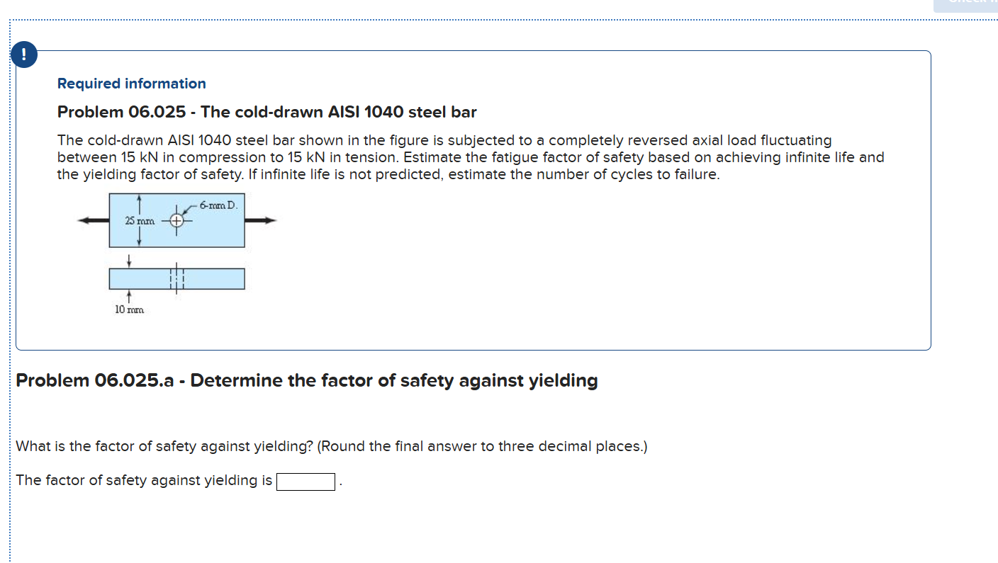 Solved Required information Problem 06.025 - ﻿The cold-drawn | Chegg.com
