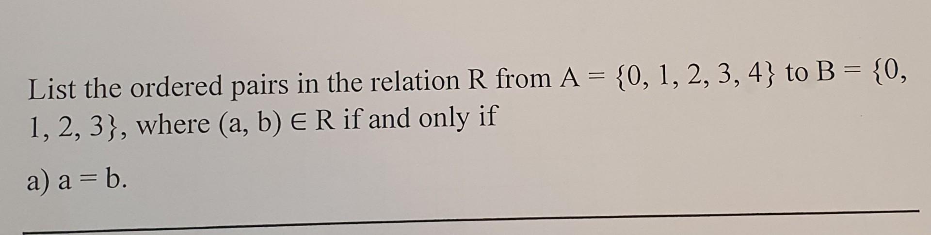 Solved List the ordered pairs in the relation R from | Chegg.com