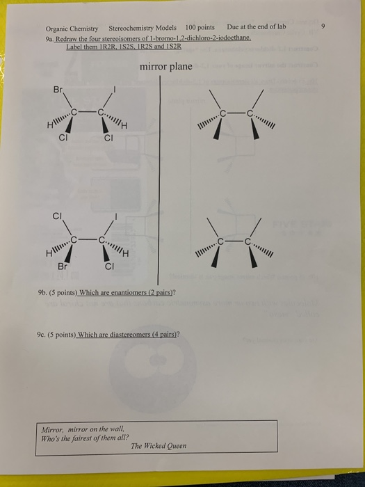 Solved Organic Chemistry Stereochemistry Models 100 points | Chegg.com