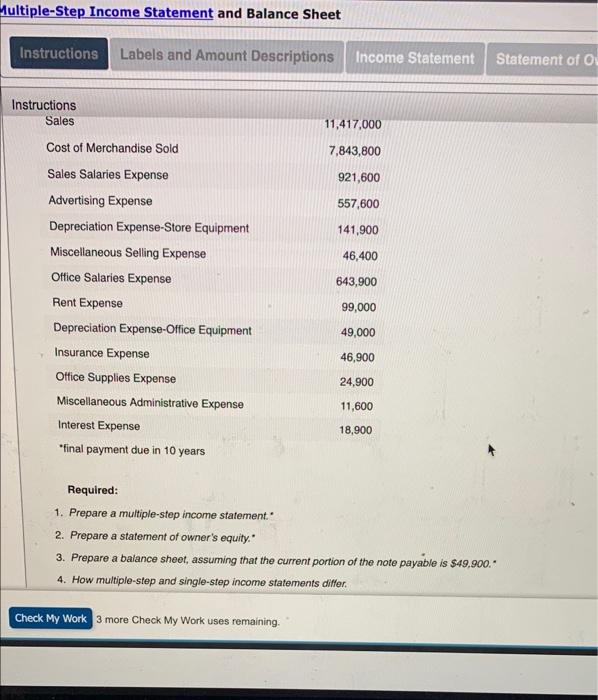Solved Instructions Labels and Amount Descriptions Income | Chegg.com