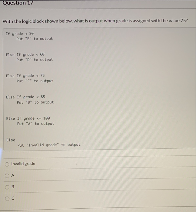 Solved Question 17 With the logic block shown below, what is | Chegg.com