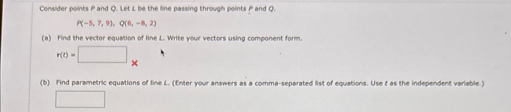 Solved Consider points P and Q. Let L be the line passing | Chegg.com Solved Consider points P and Q. Let L be the line passing | Chegg.com