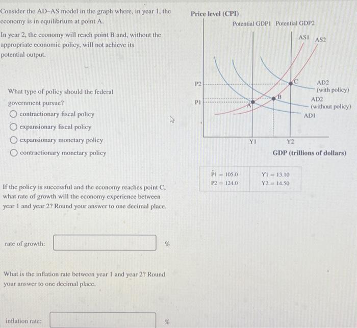 Solved Consider the AD-AS model in the graph where, in year | Chegg.com