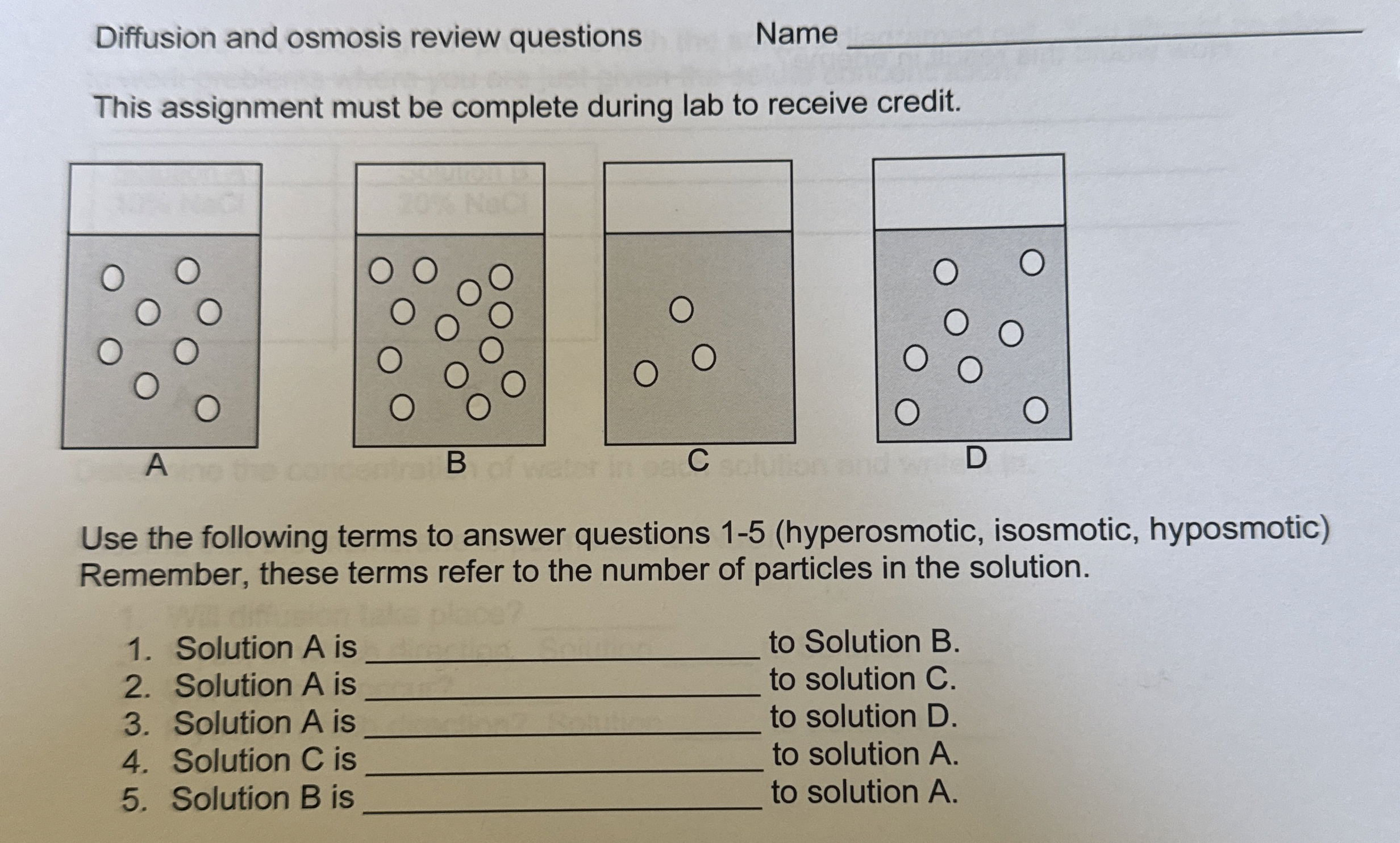 Solved Diffusion and osmosis review questionsName q,This | Chegg.com