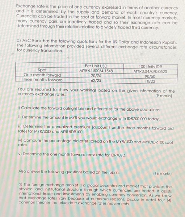 Solved Exchange rate is the price of one currency expressed | Chegg.com