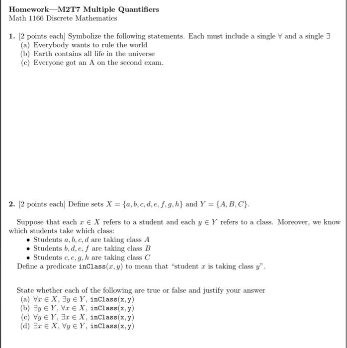 Solved Homework-M2T7 Multiple Quantifiers Math 1166 Discrete | Chegg.com