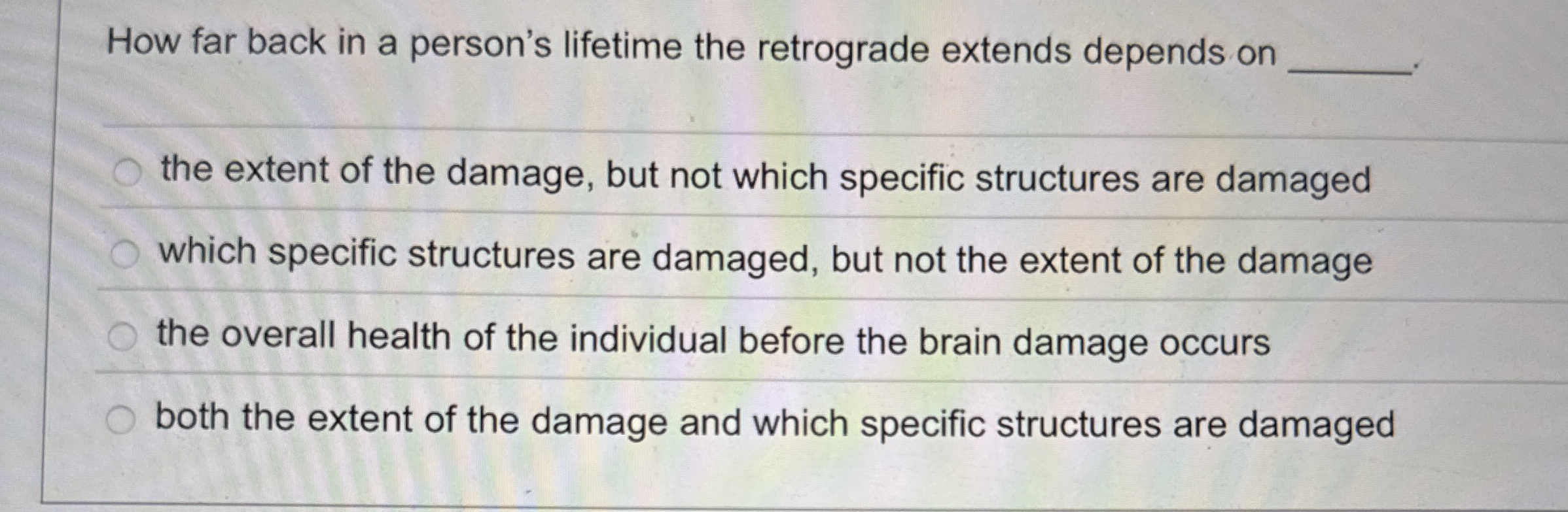 Solved How far back in a person's lifetime the retrograde | Chegg.com