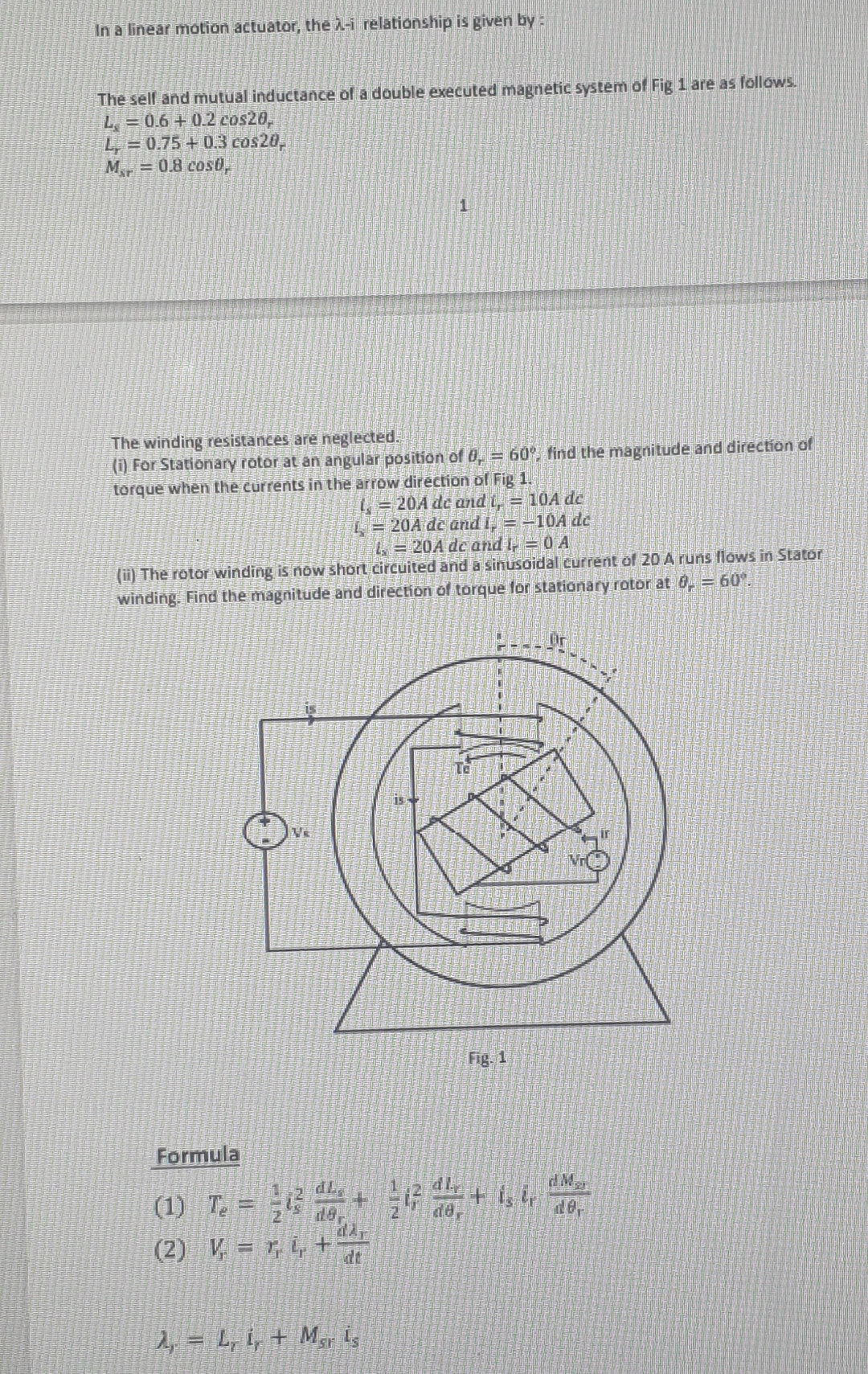 Solved In a linear motion actuator, the λ-i relationship is | Chegg.com