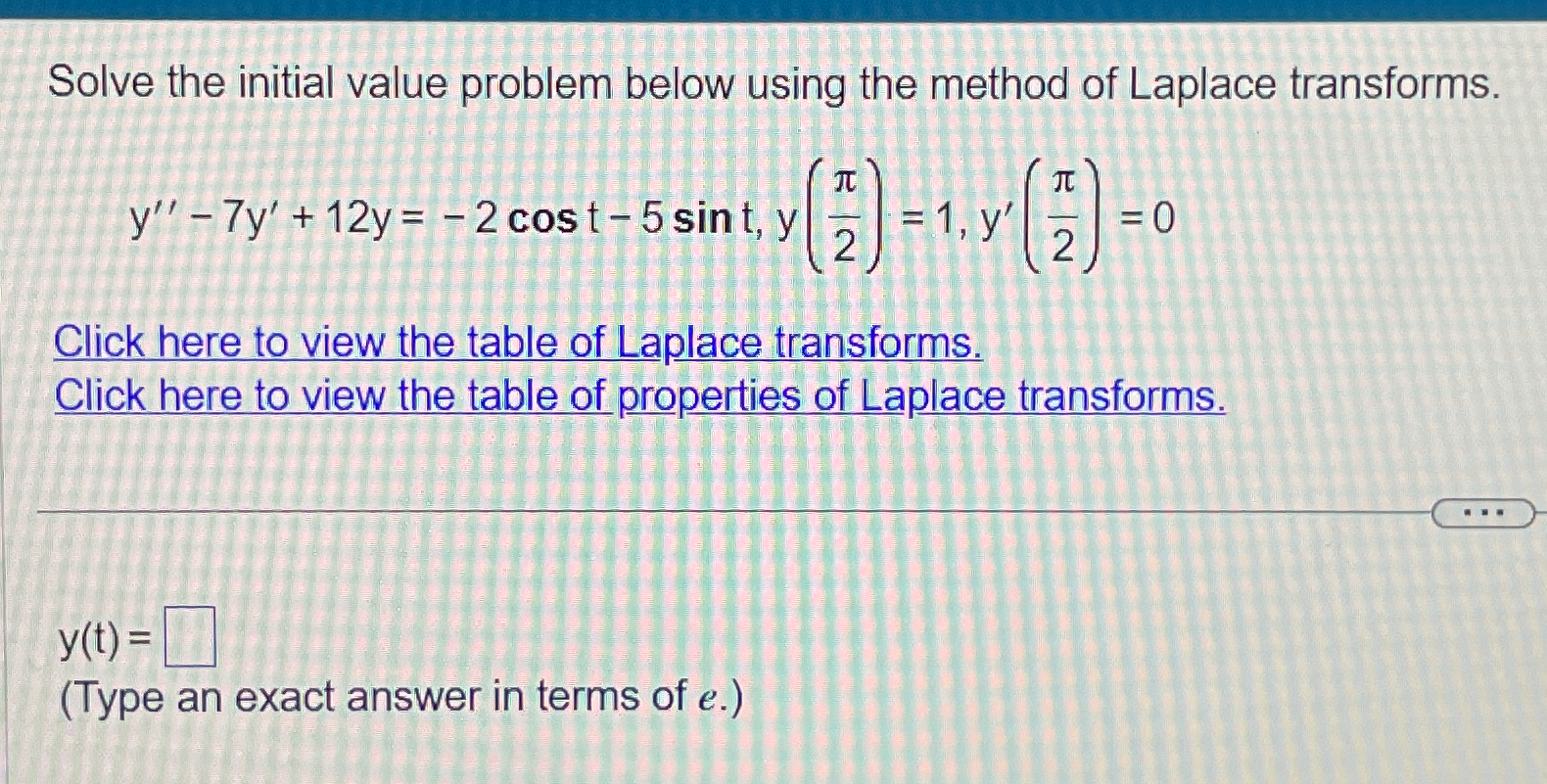 Solved Solve the initial value problem below using the | Chegg.com