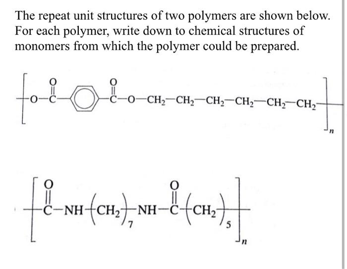 Solved The repeat unit structures of two polymers are shown | Chegg.com