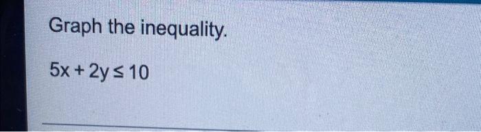 Solved Graph the inequality. 5x + 2y s 10 | Chegg.com