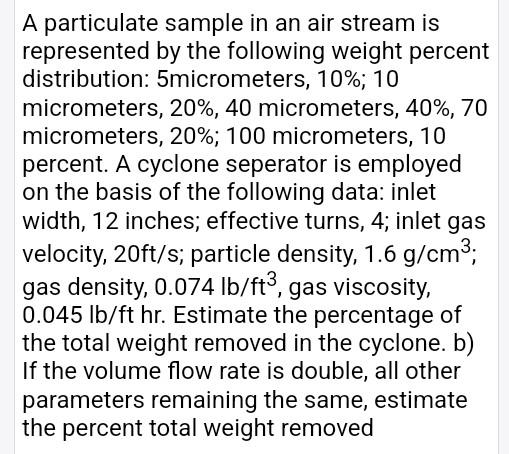 Solved A particulate sample in an air stream is represented | Chegg.com