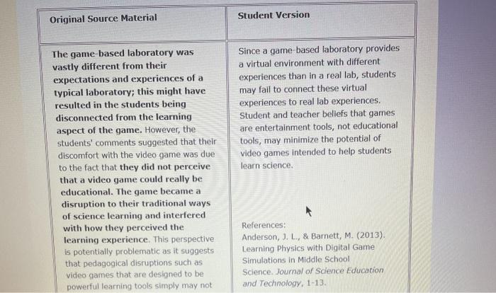 Solved Original Source Material Student Version The | Chegg.com