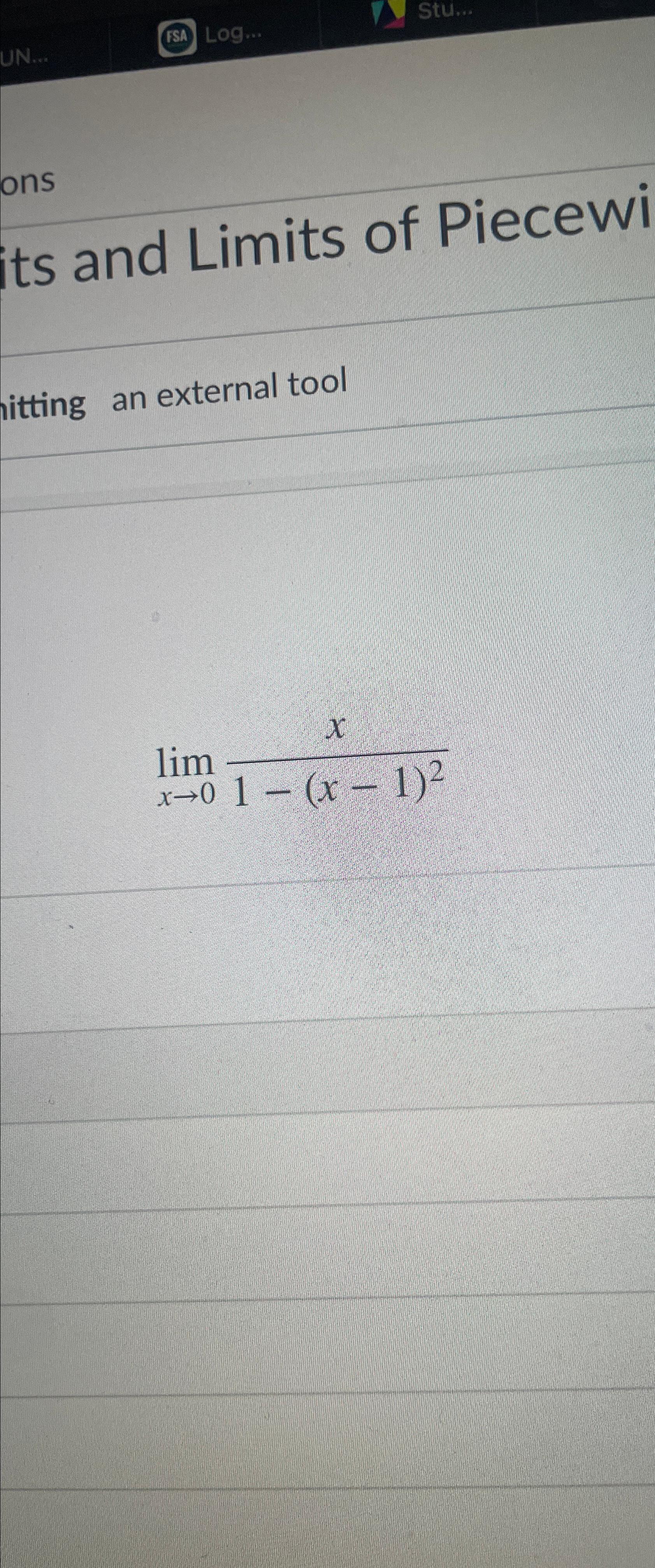 Solved its and Limits of Piecewiitting an external | Chegg.com