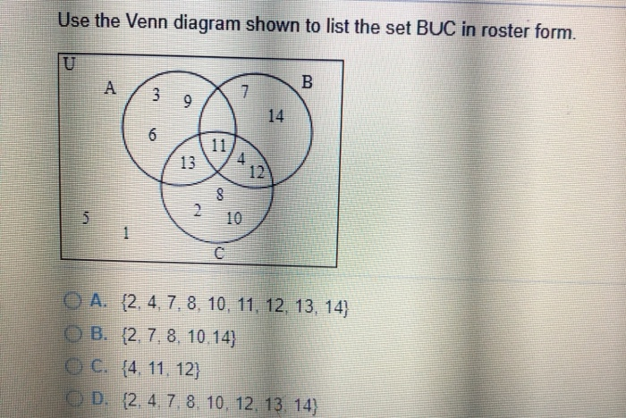 Solved For the set C = {5, 7, 9, 11, 14, 19), determine | Chegg.com