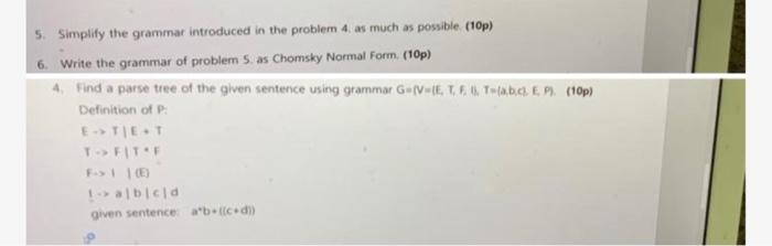 Solved 7. Use CYK algorithm to show that there is no parse | Chegg.com