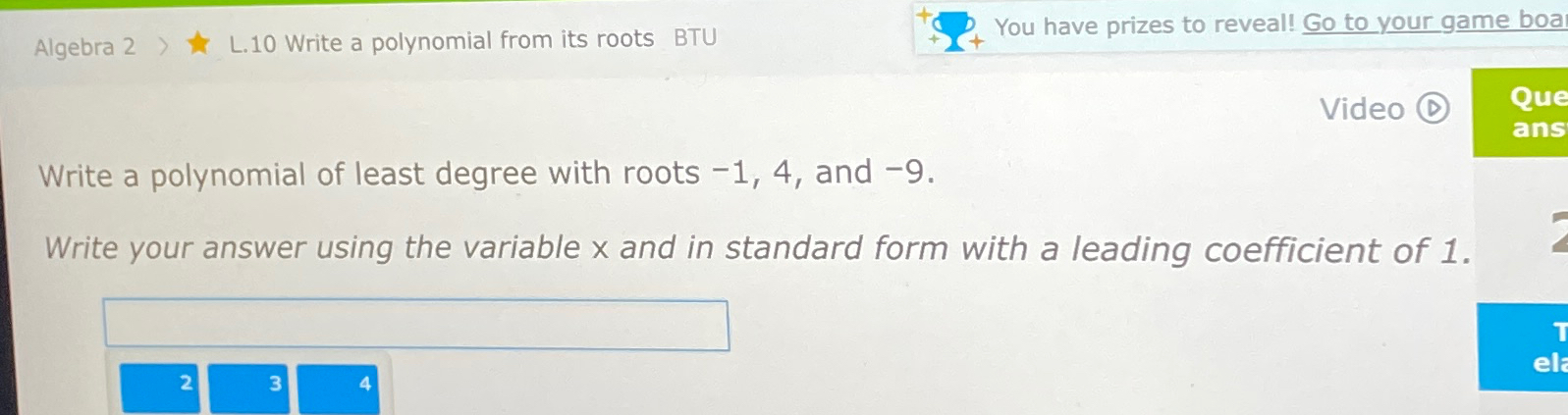 Solved Algebra 2> ﻿L. 10 ﻿Write a polynomial from its roots | Chegg.com