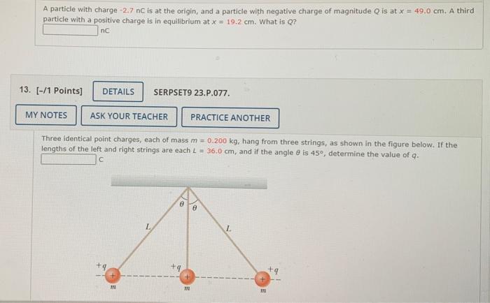 Solved A particle with charge -2.7 nC is at the origin, and | Chegg.com