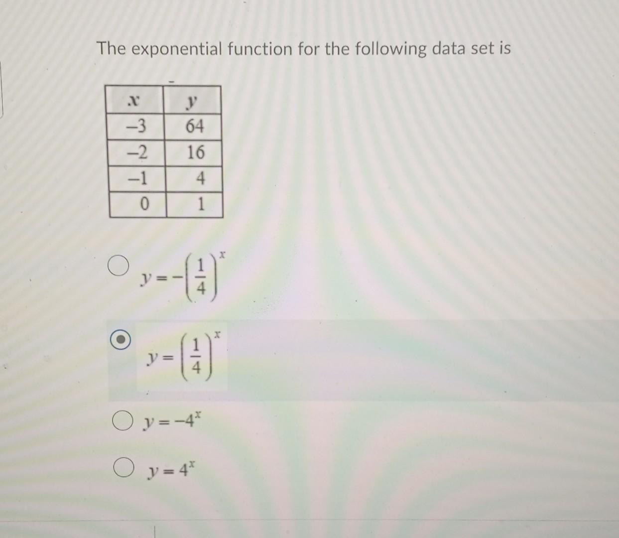 Solved The exponential function for the following data set | Chegg.com