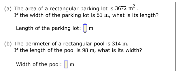 Solved (a) ﻿The area of a rectangular parking lot is | Chegg.com