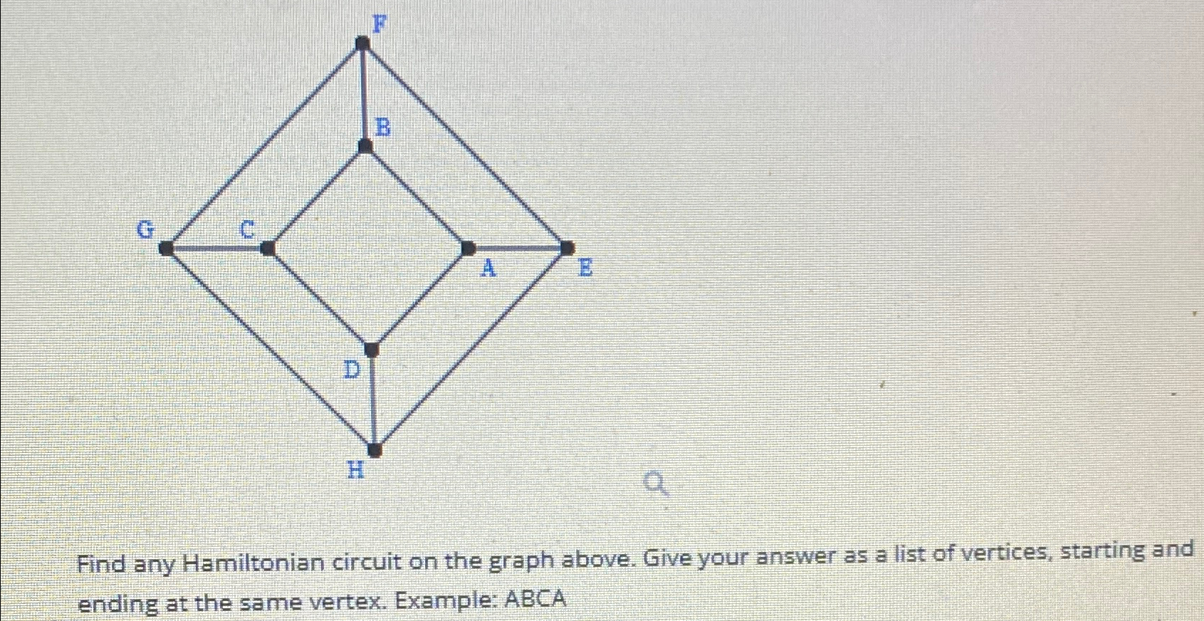 Solved Find any Hamiltonian circuit on the graph above. Give | Chegg.com