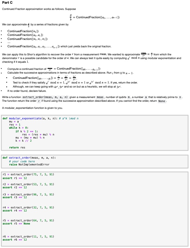 Solved Part CContinued Fraction approximation works as | Chegg.com