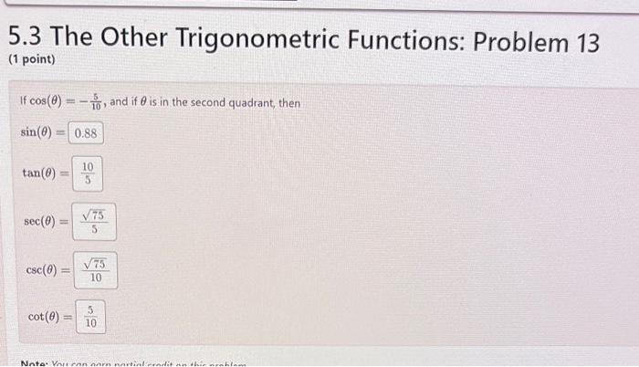 Solved 5.3 The Other Trigonometric Functions: Problem 13 (1 | Chegg.com