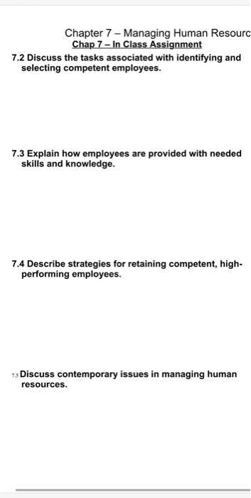 Solved Chapter 7 - Managing Human Resourc Chap 7 - In Class | Chegg.com