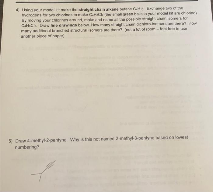 4) Using your model kit make the straight chain | Chegg.com