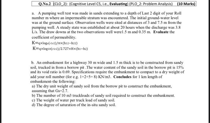 Solved Q.No.2 (CLO_2): (Cognitive Level C5, i.e., | Chegg.com