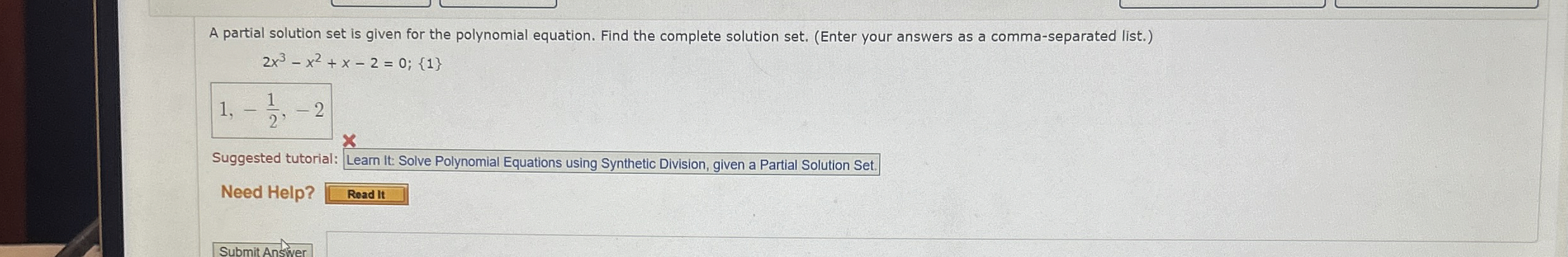 A partial solution set is given for the polynomial | Chegg.com