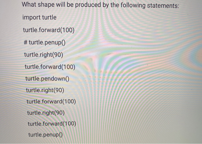 Solved What shape will be produced by the following | Chegg.com