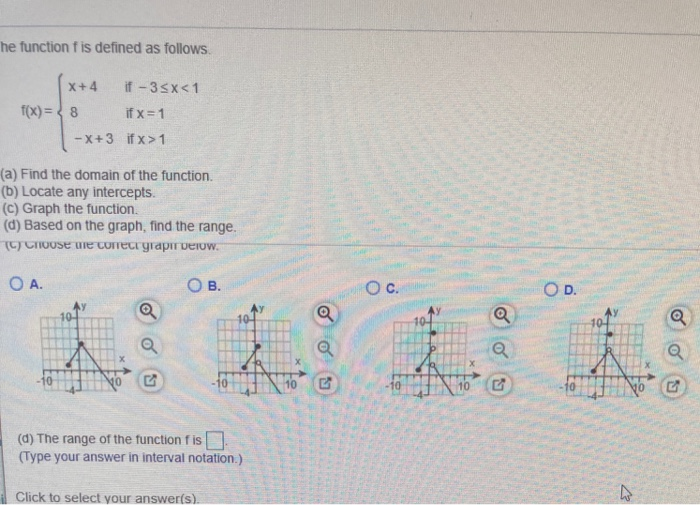 Solved The function f is defined as follows. X + 4 if -35x