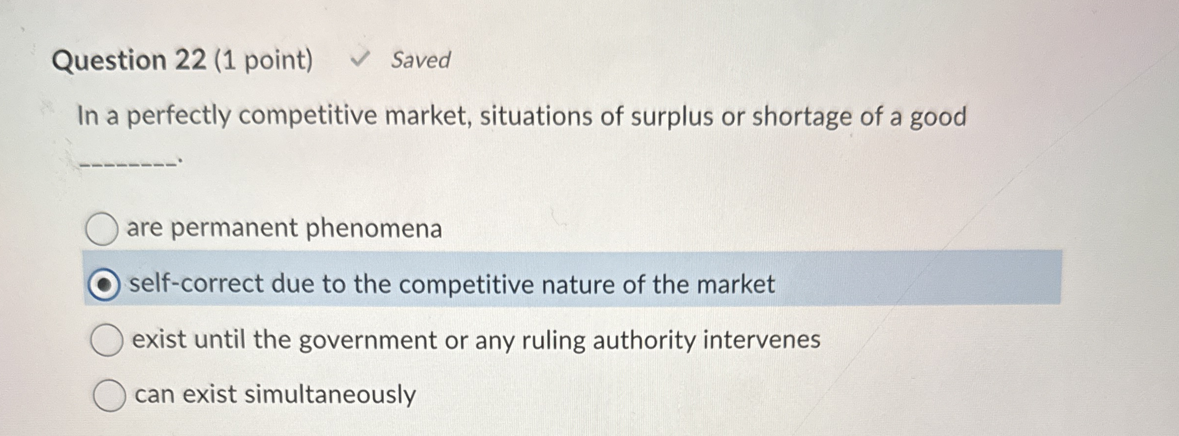 Solved Question 22 (1 ﻿point)In a perfectly competitive | Chegg.com
