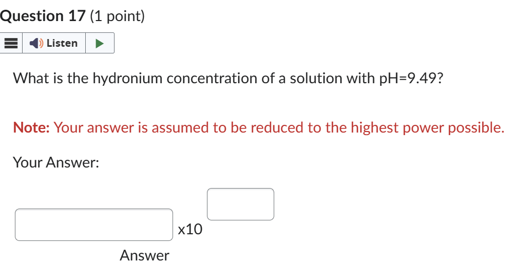 Solved What is the hydronium concentration of a solution | Chegg.com