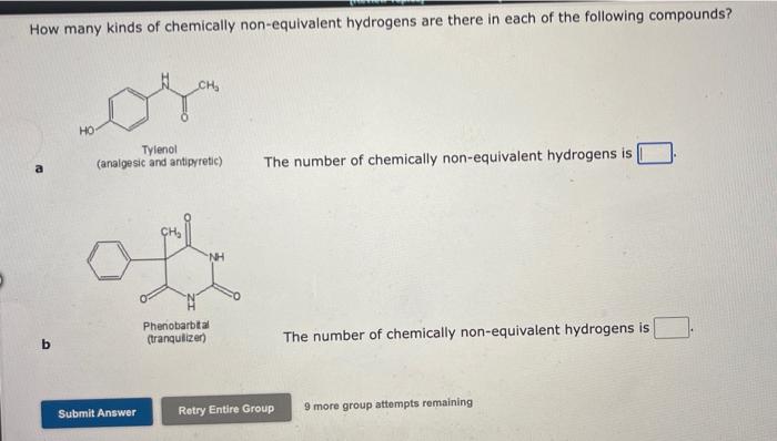 Solved How many kinds of chemically non-equivalent hydrogens | Chegg.com