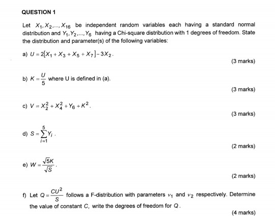 Solved QUESTION 1 Let X1, X2, X16 be independent random | Chegg.com