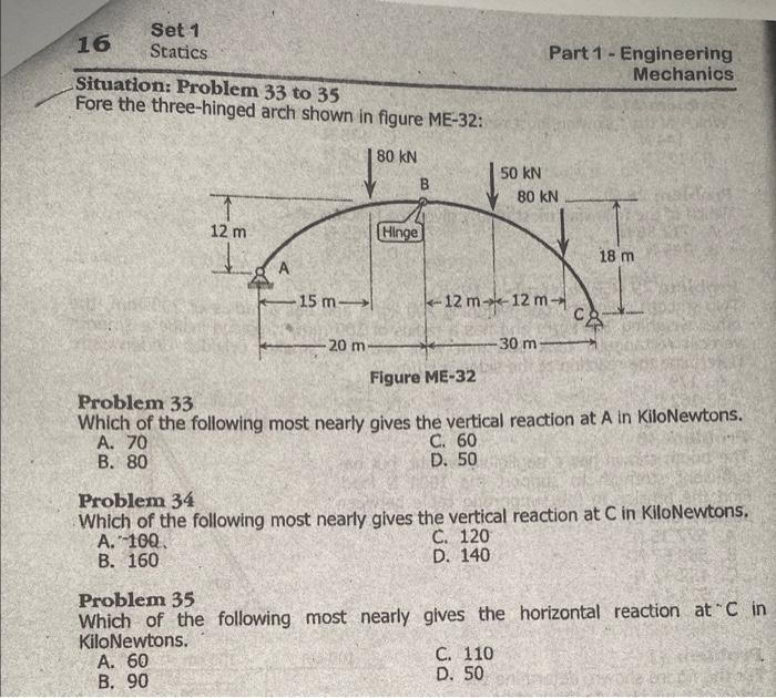 Solved Situation: Problem 33 to 35 Fore the three-hinged | Chegg.com