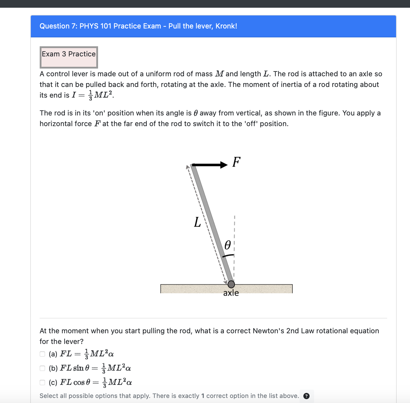 Solved Exam 3 ﻿PracticeA control lever is made out of a | Chegg.com