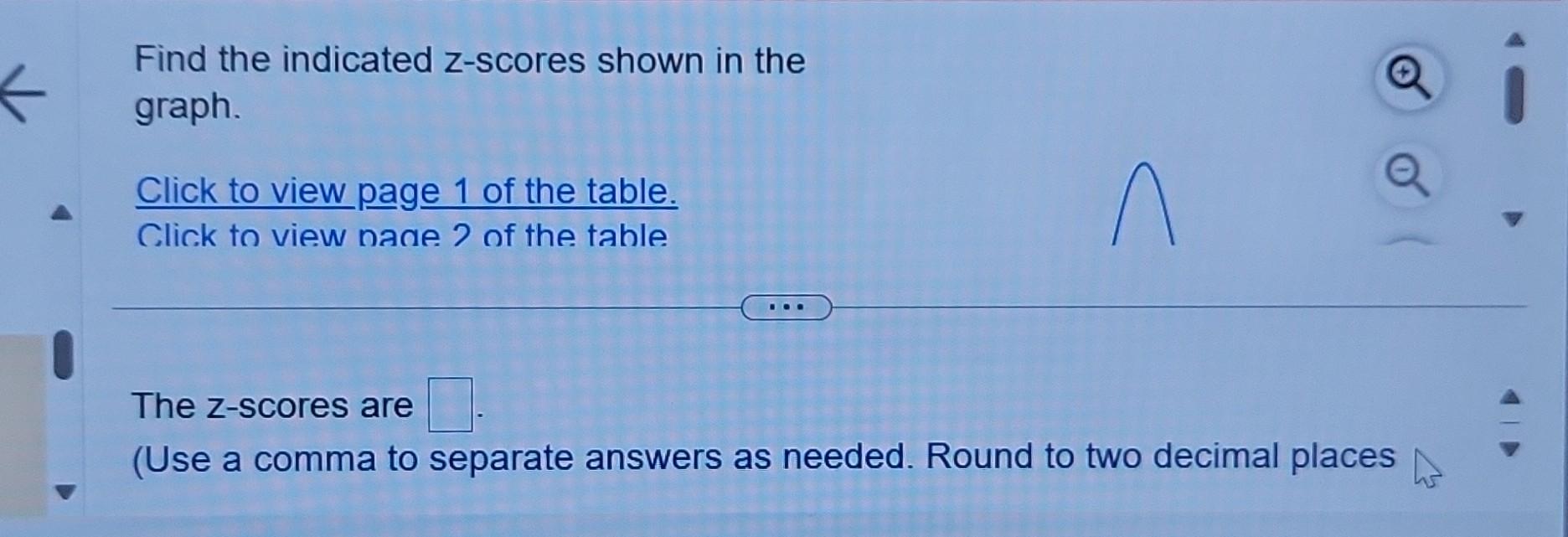 Solved Find the indicated z-scores shown in the graph. Click | Chegg.com